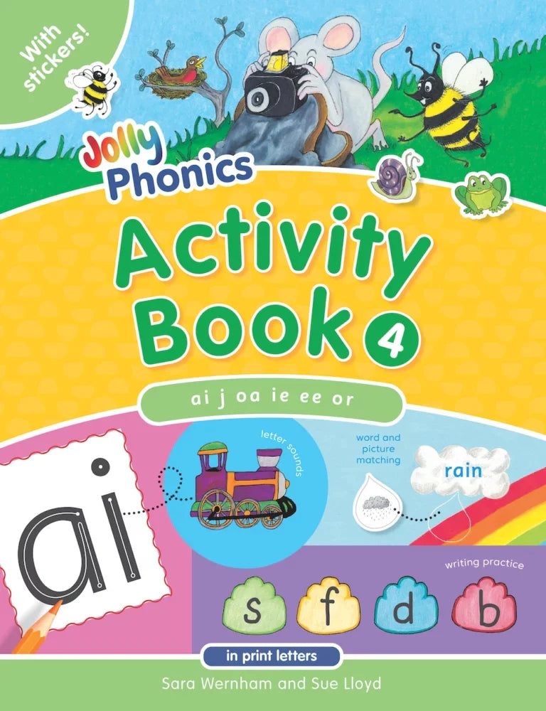 Jolly Phonics Activity Book 4 (in print letters) [JL728] — Seeds Children's Bookstore